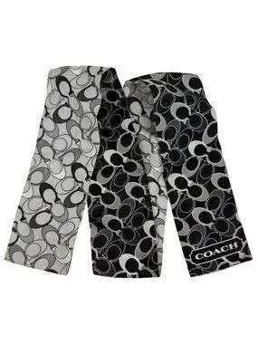 Coach | Accessories | Coach Monogram Black Gray Silk Scarf Signature ...